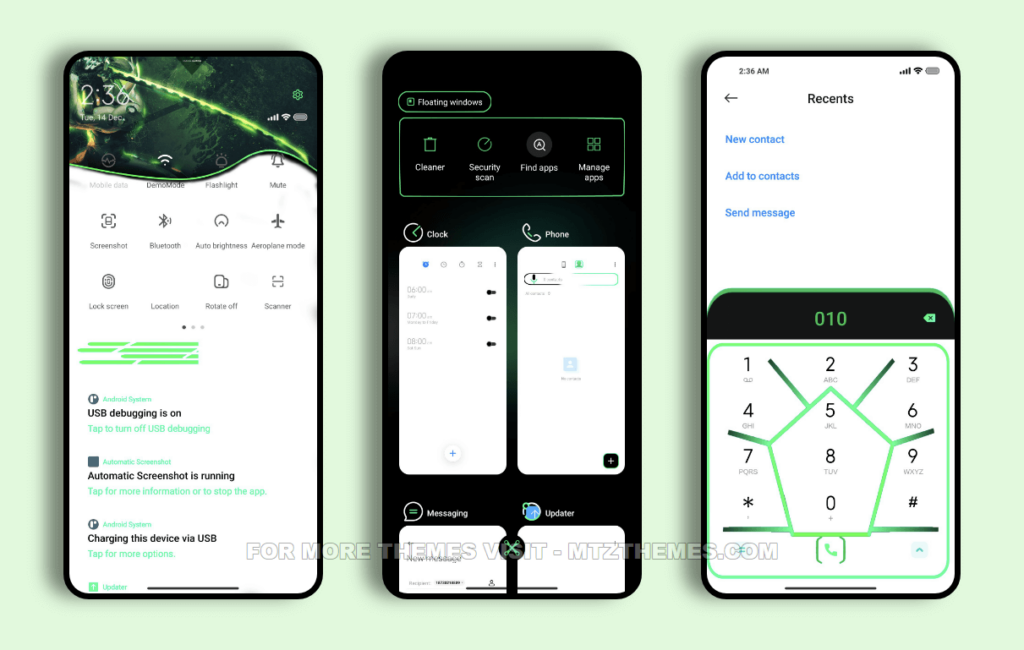 Jade UI v12.5 MIUI Theme | Cool Dark Green Neon Theme with Dark Mode - MTZ Themes