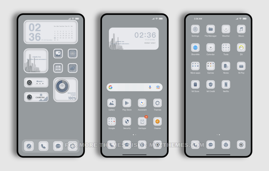Monet Grey MIUI Theme for Xiaomi Redmi Devices - MTZ Themes