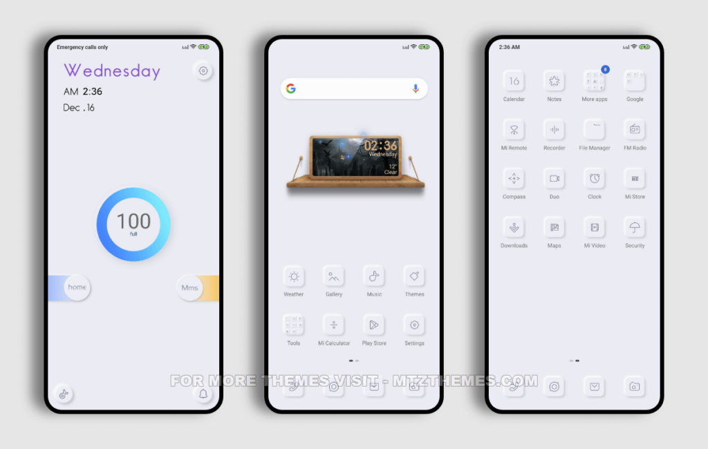 Neumorphism MIUI Theme with Complete White UI Design - MTZ Themes
